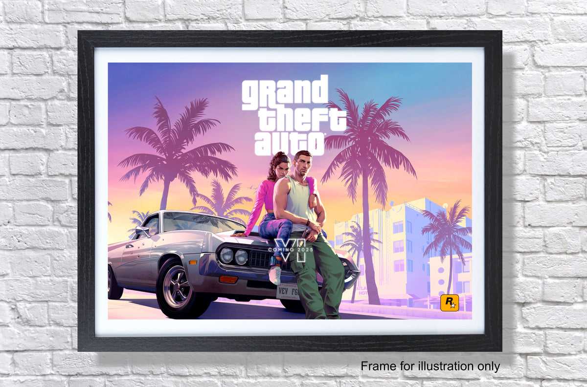 Grand Theft Auto 6 GTA VI Landscape Promo Game Poster – Blackheart Prints